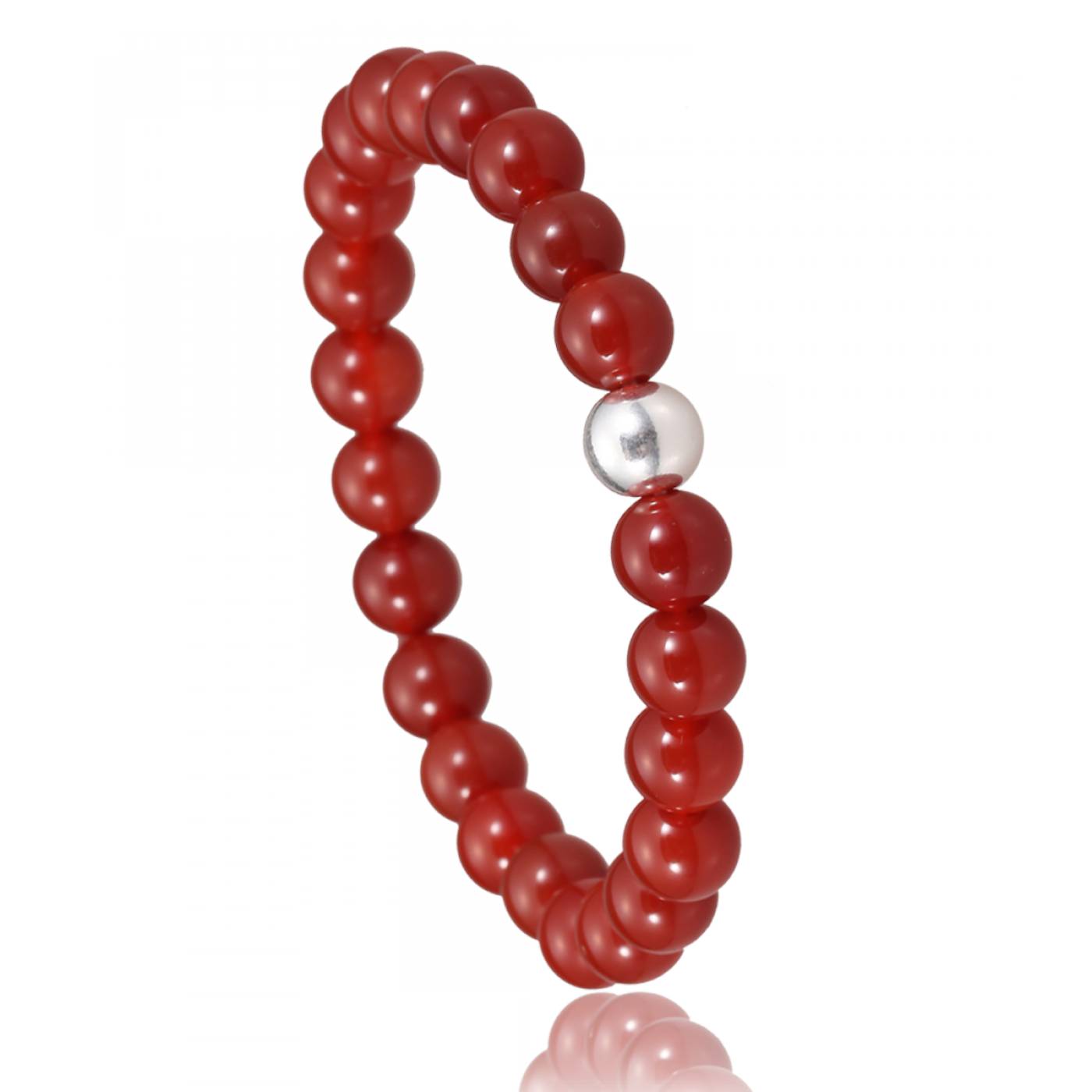 Bracelet Homme Jaspe Élastique Rouge