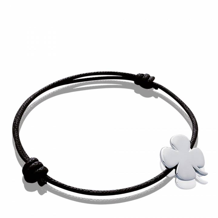 Bracelet trèfle Femme Tréfle Acceuillant Argent Noir - Bijoux en Vogue